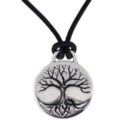 tree of life disc pendant on waxed cotton cord